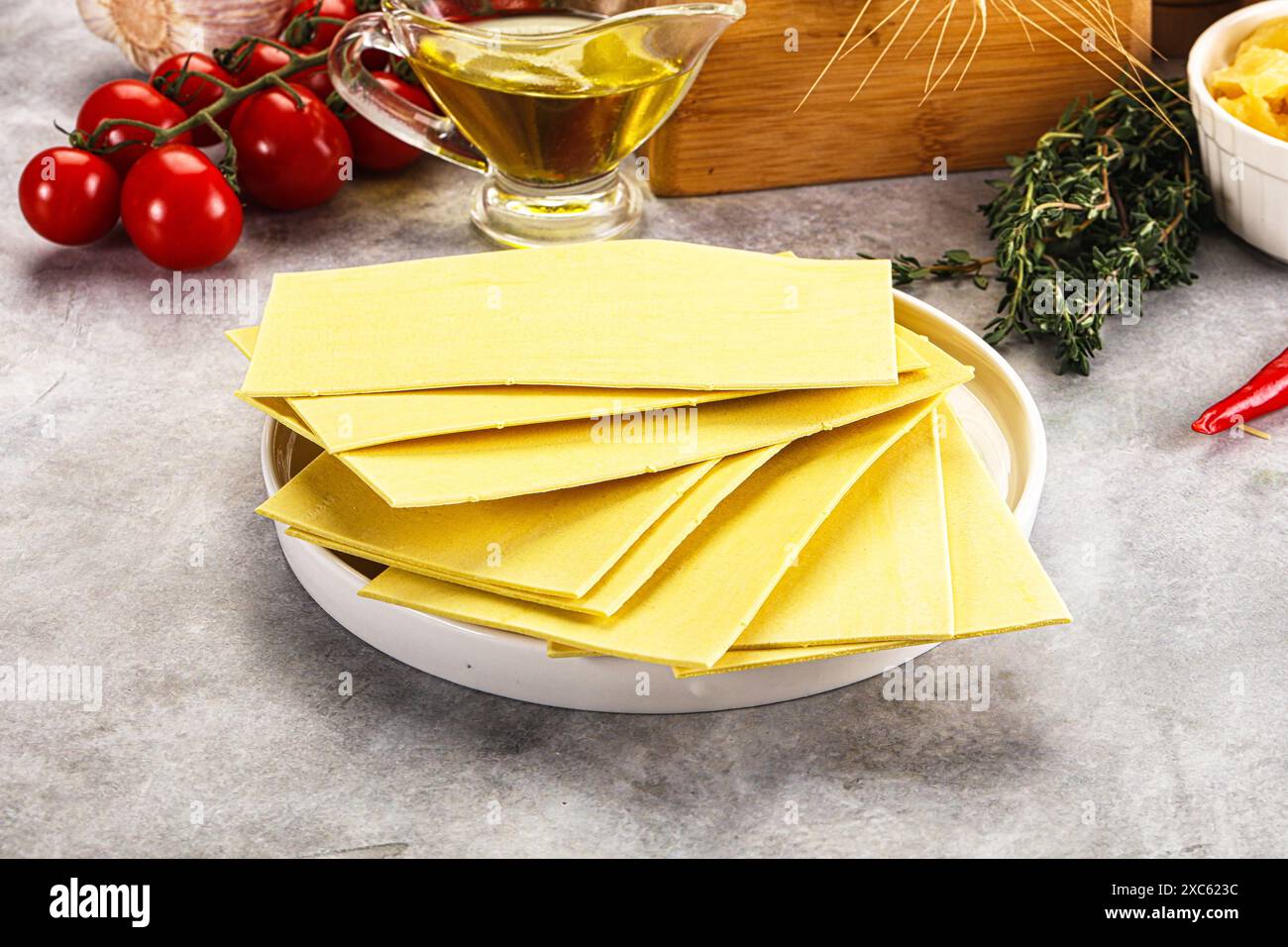 Italian cuisine - dry lasagna sheets for cooking Stock Photo - Alamy