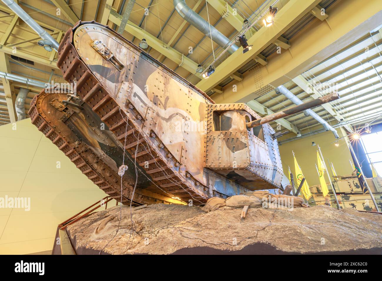 Royal Tank Museum, Amman, Jordan - May 4, 2024: Bottom view of a ...