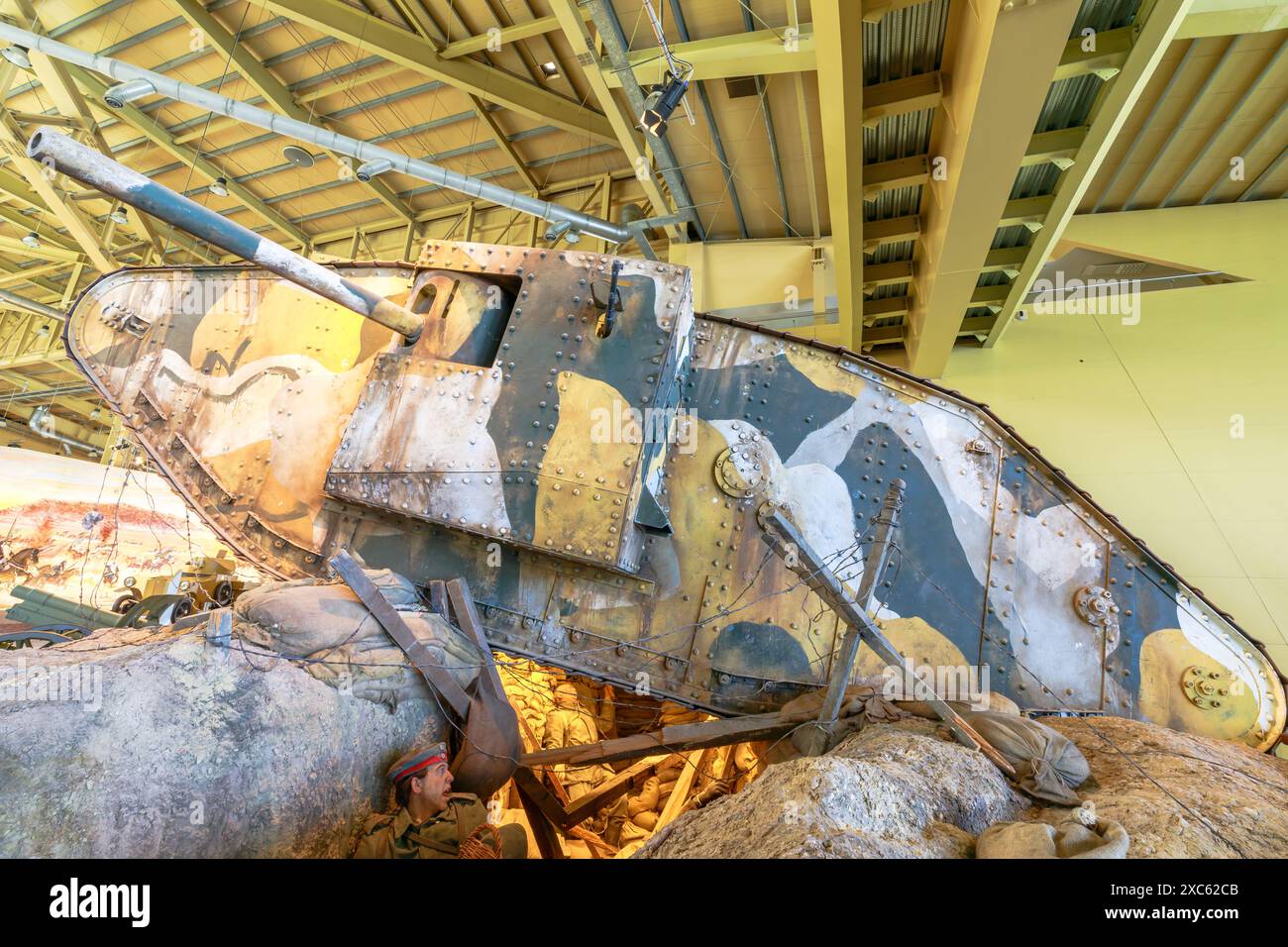 Royal Tank Museum, Amman, Jordan - May 4, 2024: Mark I tank showcased ...