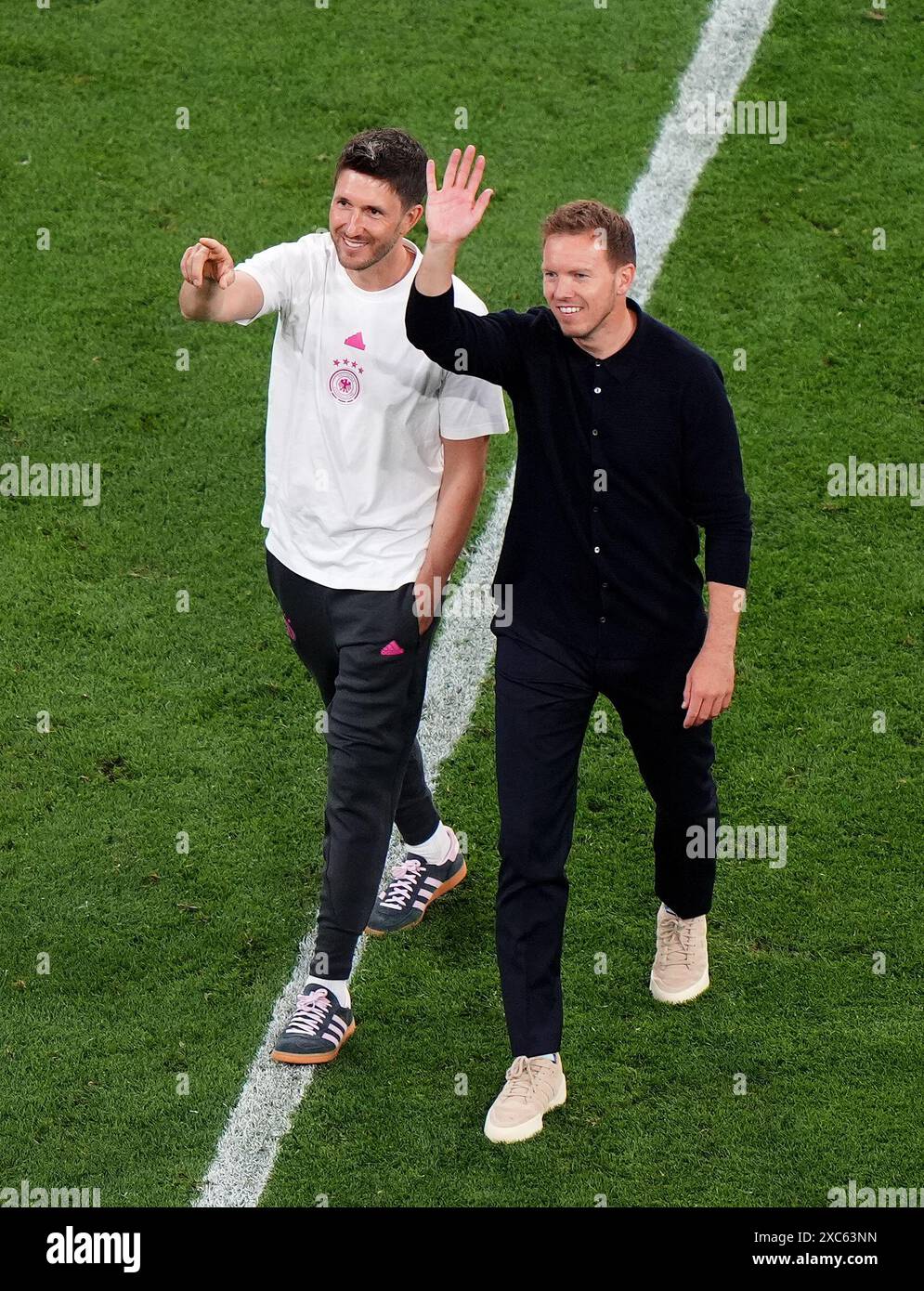 Germany manager Julian Nagelsmann (right) with assistant Benjamin Gluck ...