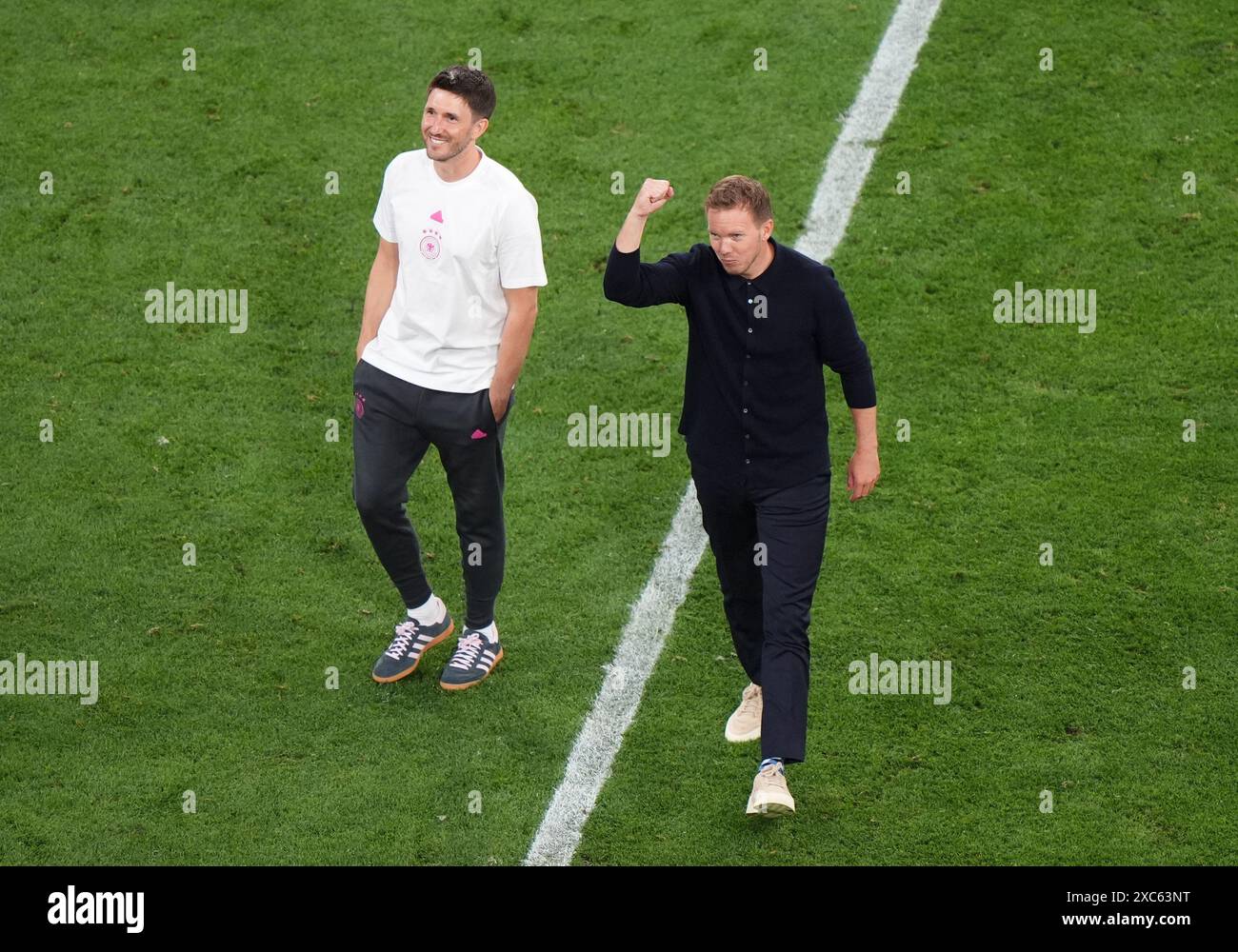 Germany manager Julian Nagelsmann (right) with assistant Benjamin Gluck ...