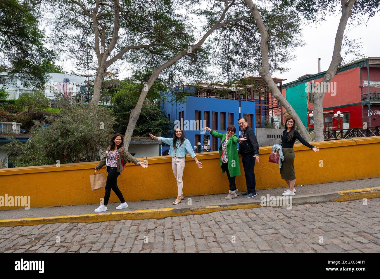 Lima, Peru - July 30 2023: Family Poses Facing the Camera in a Funny ...