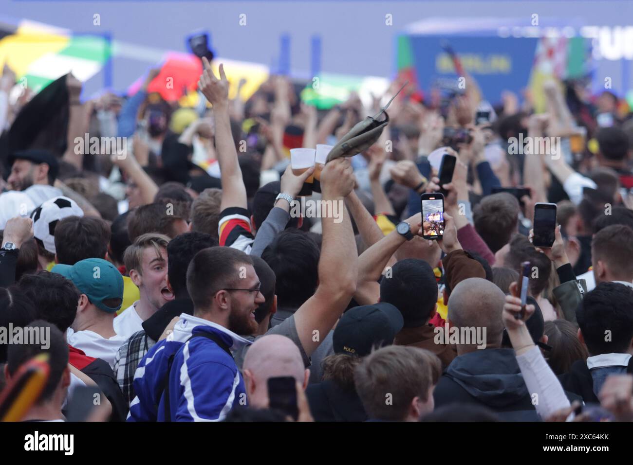 Berlin, Germany. 14 June 2024. UEFA Euro 2024 Fan Fest Berlin. A crowd ...