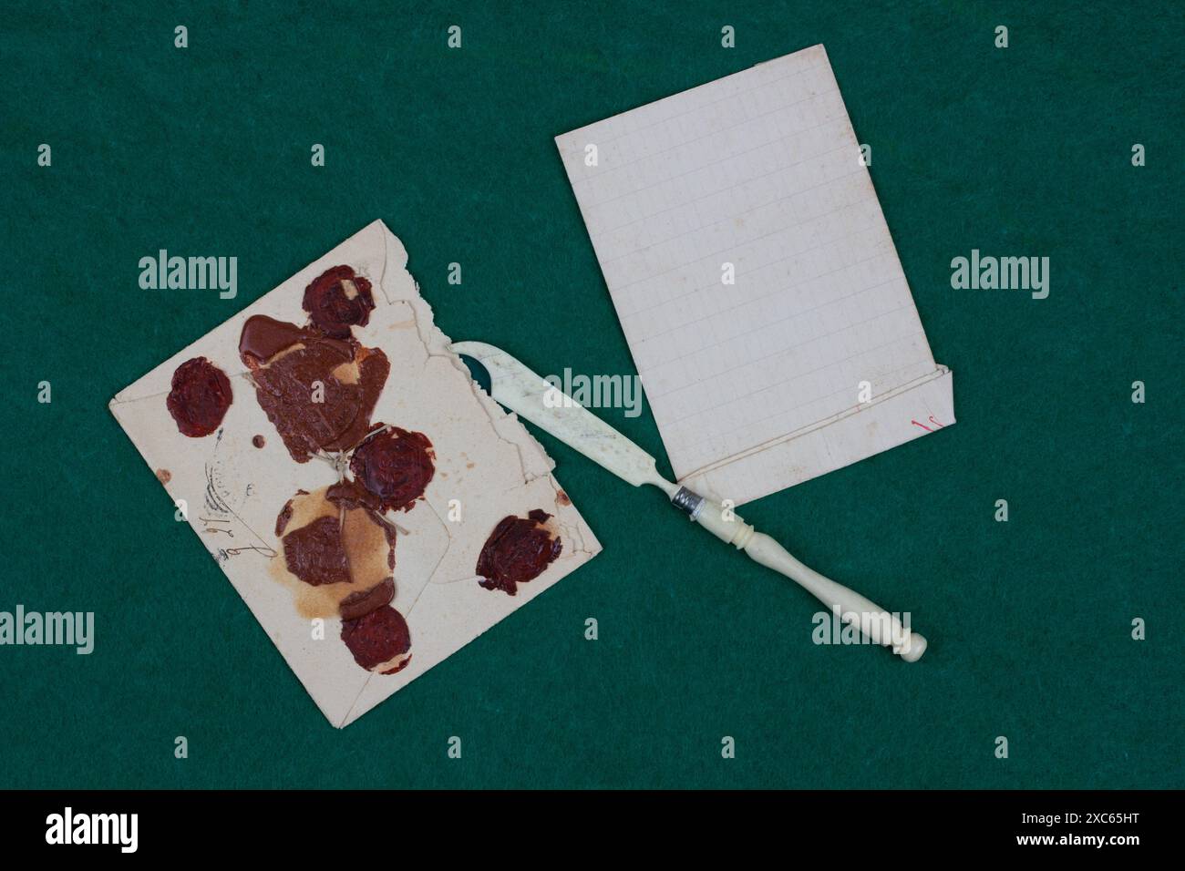 Retro envelope opener knife with magnifying glass and vintage letter ...