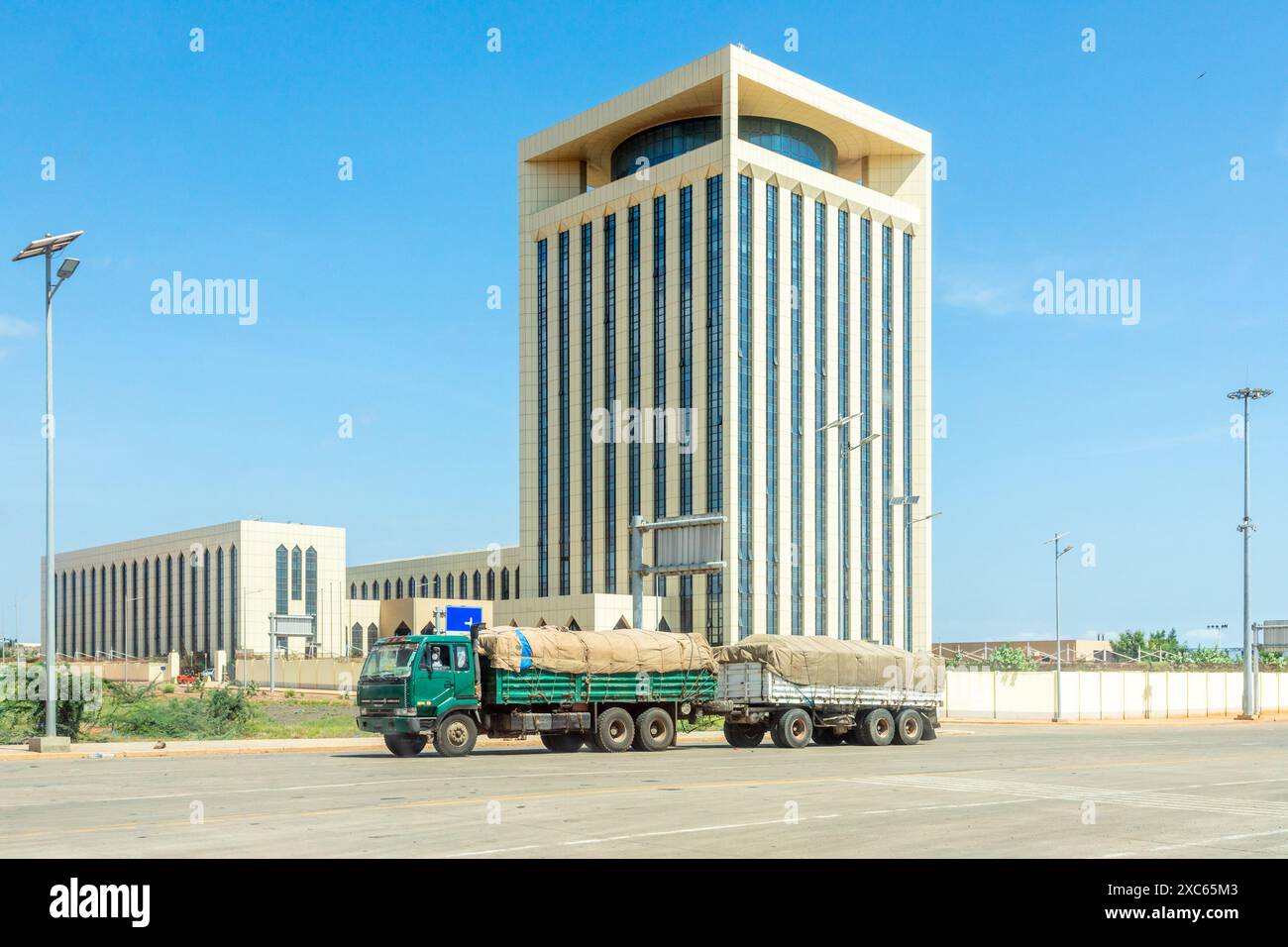 Djibouti city free economic zone modern office buildings with truck in ...