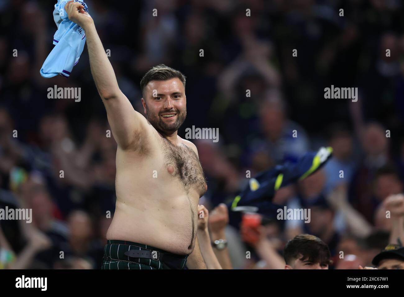 Scotland fans celebrate a consolation goal during the UEFA European ...