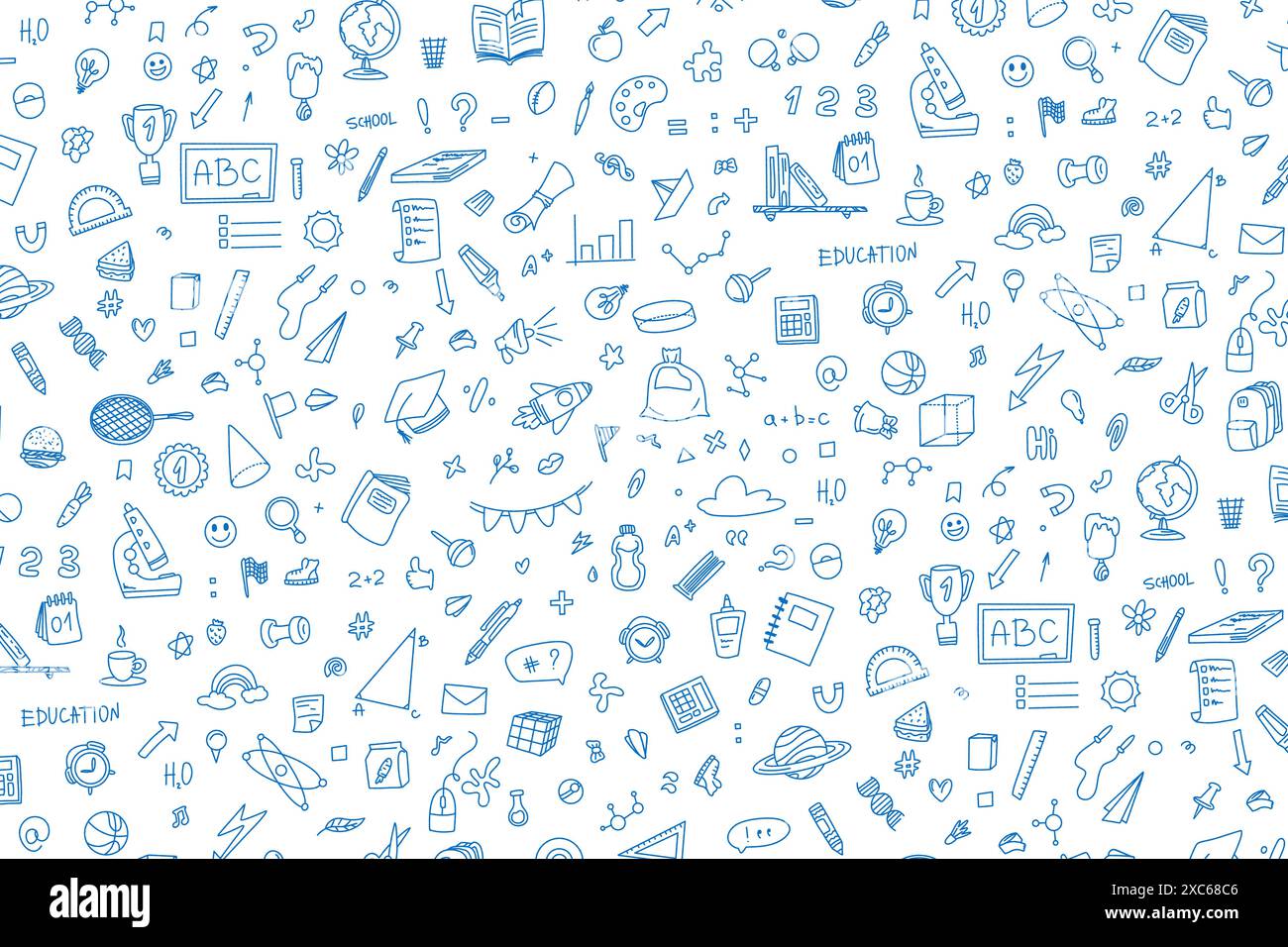 Back to school and education pattern with modern thin line on white ...