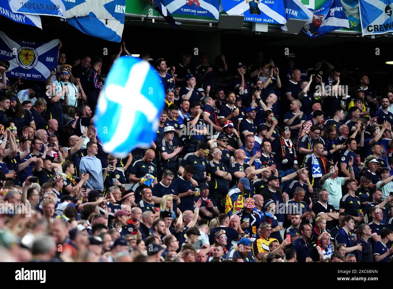 Scotland fans in the stands ahead of the UEFA Euro 2024 Group A match ...