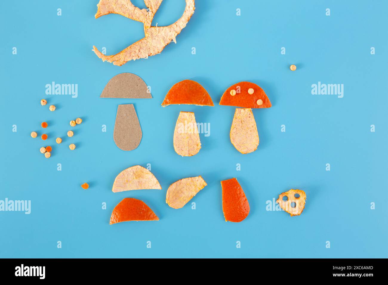 how to cut out mushroom shape craft from tangerine peel, easy decor ...