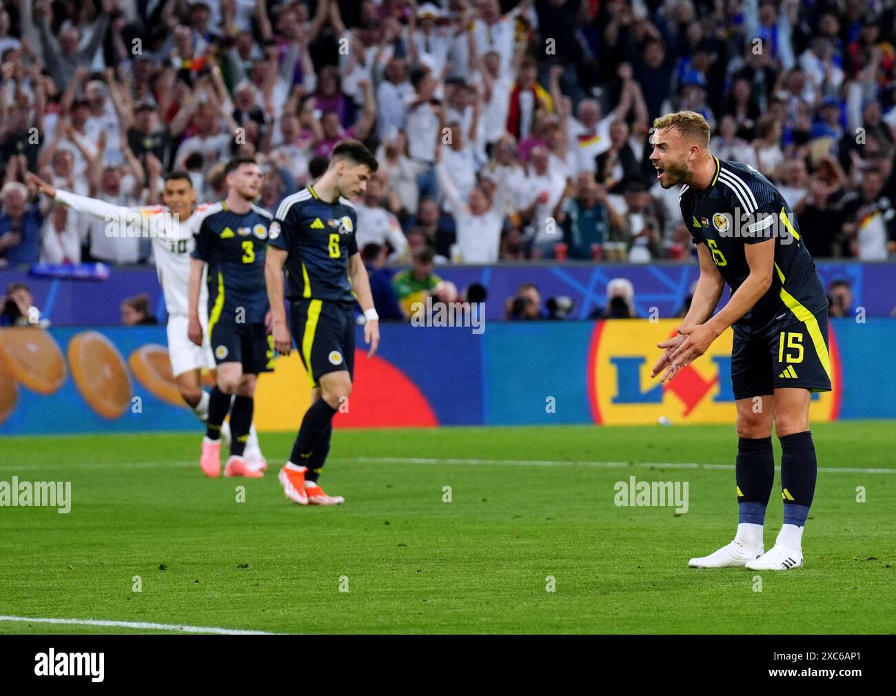 Scotland's Ryan Porteous reacts after Germany's Florian Wirtz scores ...