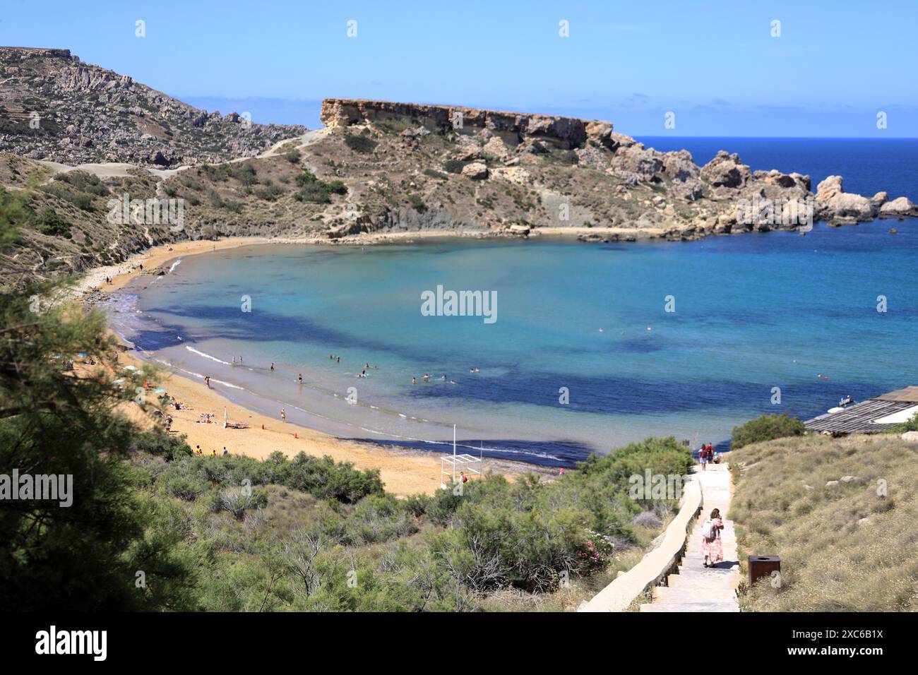 Ghajn Tuffieha Bay in Malta also known as Riviera Bay or Martinique Bay ...