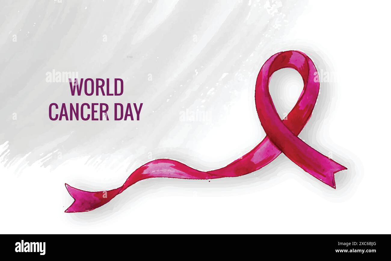 Hand draw watercolor realistic ribbon for world cancer day Stock Vector ...