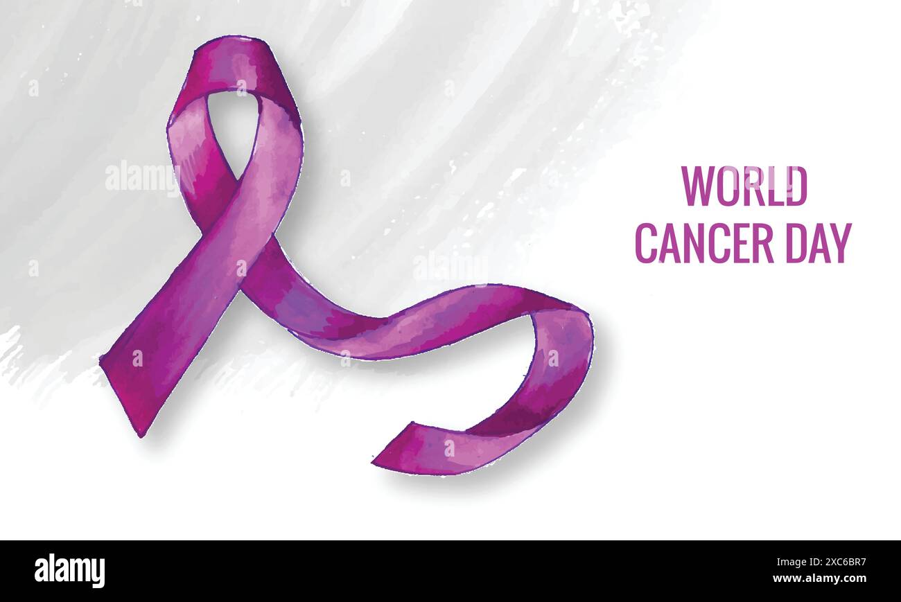 Hand draw watercolor realistic ribbon for world cancer day Stock Vector ...