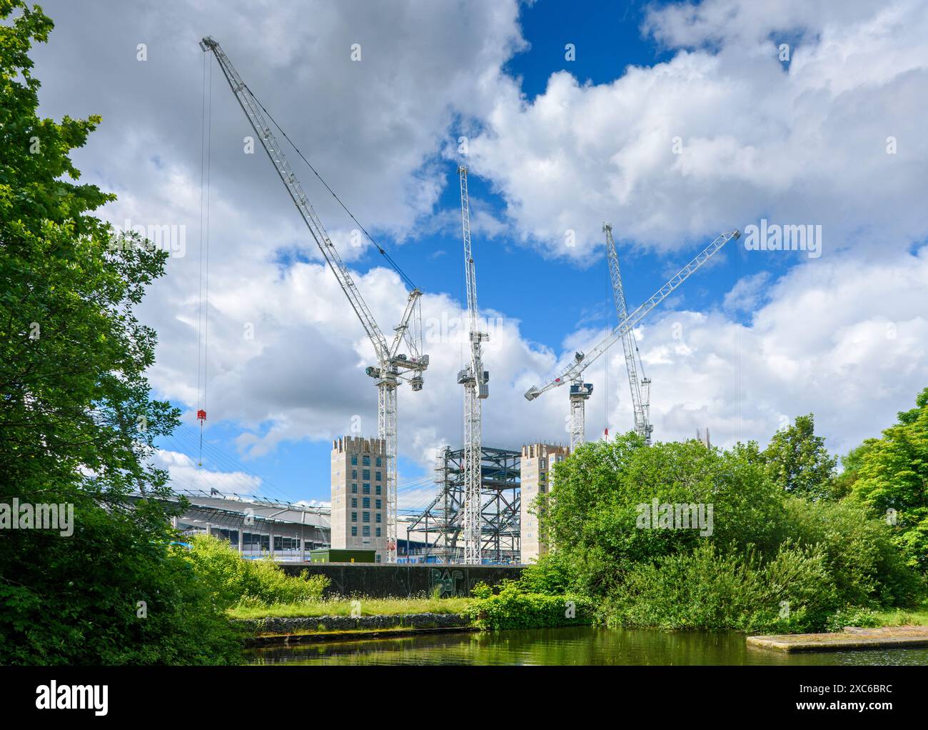 Steelwork for the Etihad Stadium North Stand expansion project and the ...
