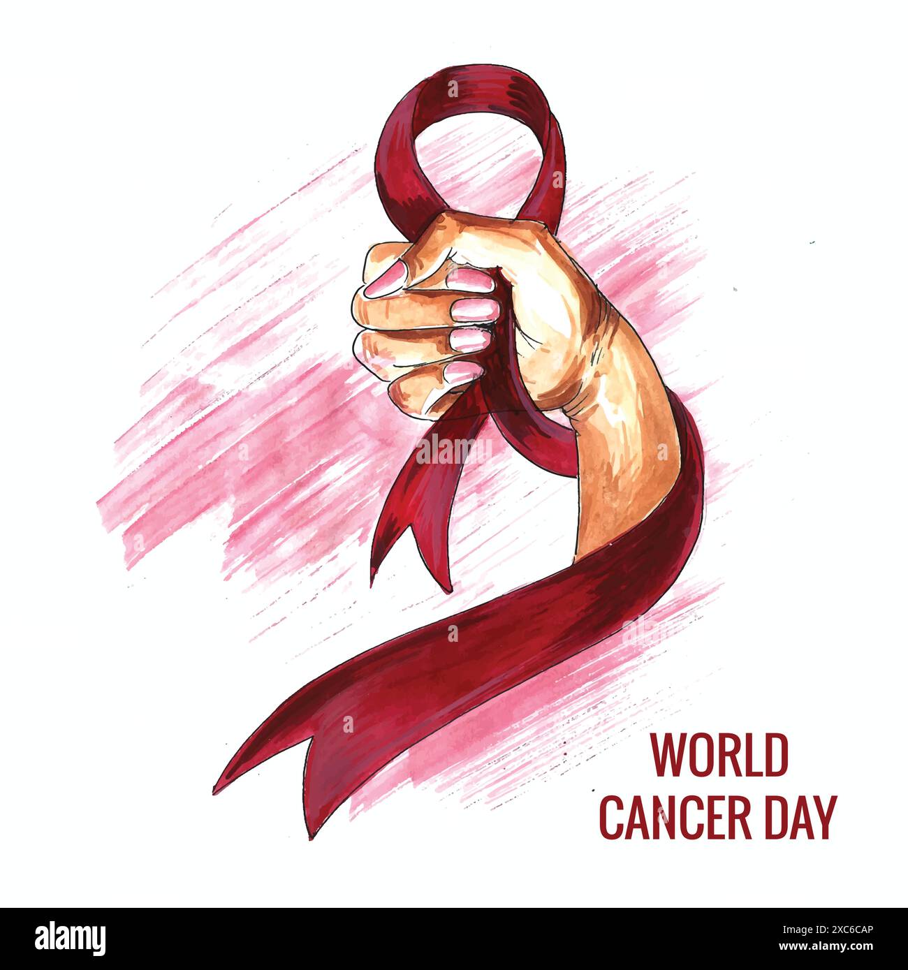World cancer day awareness ribbon card background Stock Vector Image ...