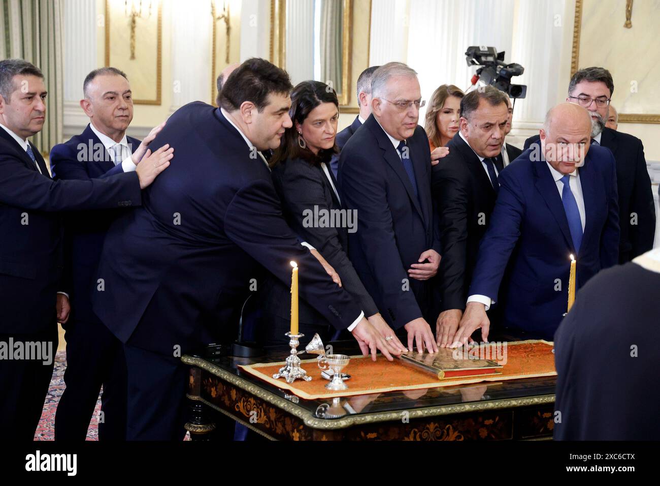 Athens, Greece. 14th June, 2024. Members of the new Greek cabinet ...