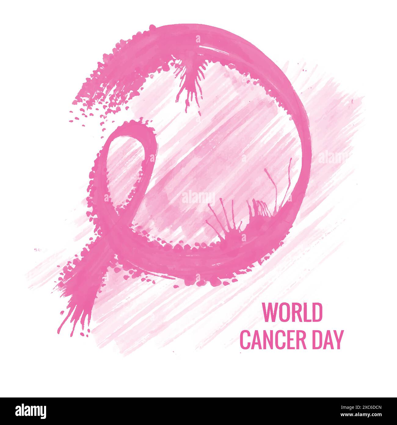 Hand draw watercolor realistic ribbon for world cancer day design Stock ...