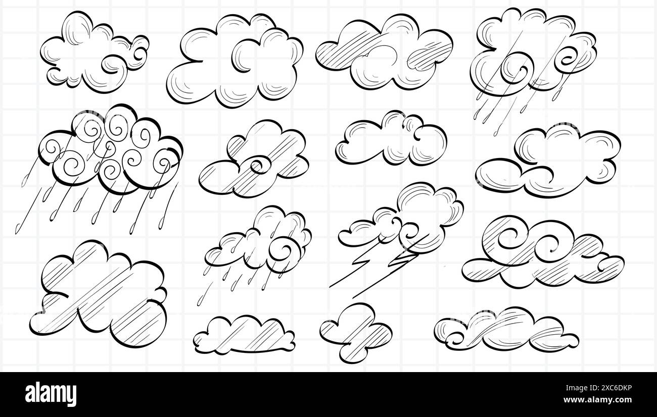 Set of clouds hand draw sketch design Stock Vector Image & Art - Alamy
