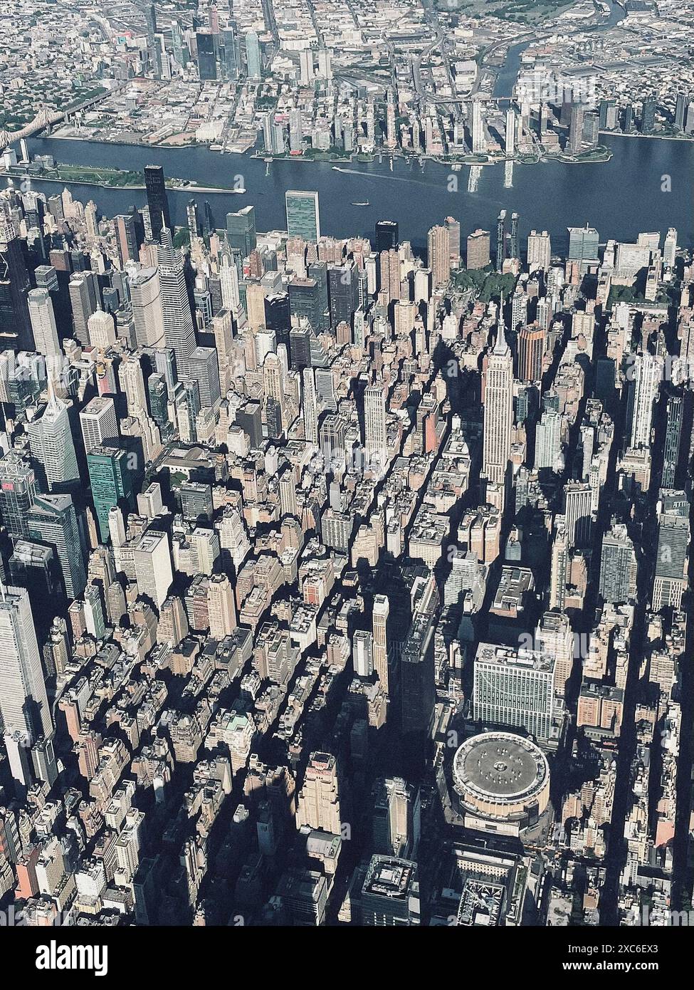 Aerial view of midtown Manhattan with Madison Square Garden and Empire ...