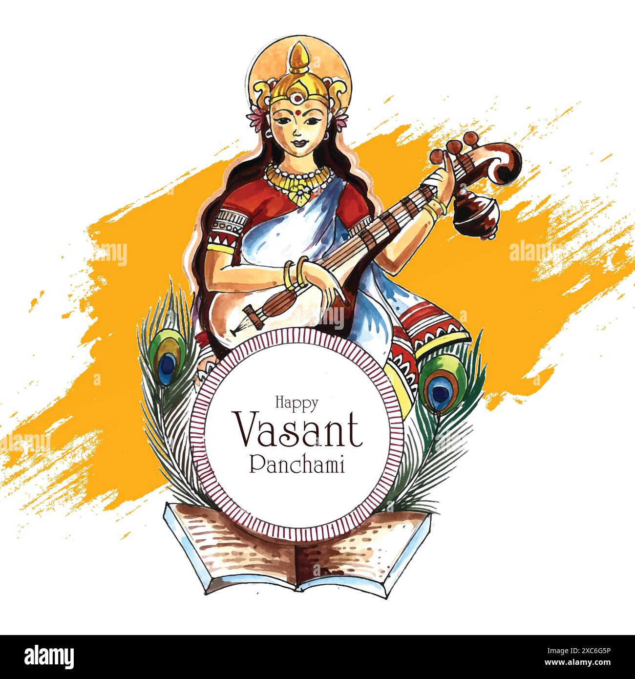Beautiful indian festival Vasant Panchami on Indian God Saraswati Maa ...