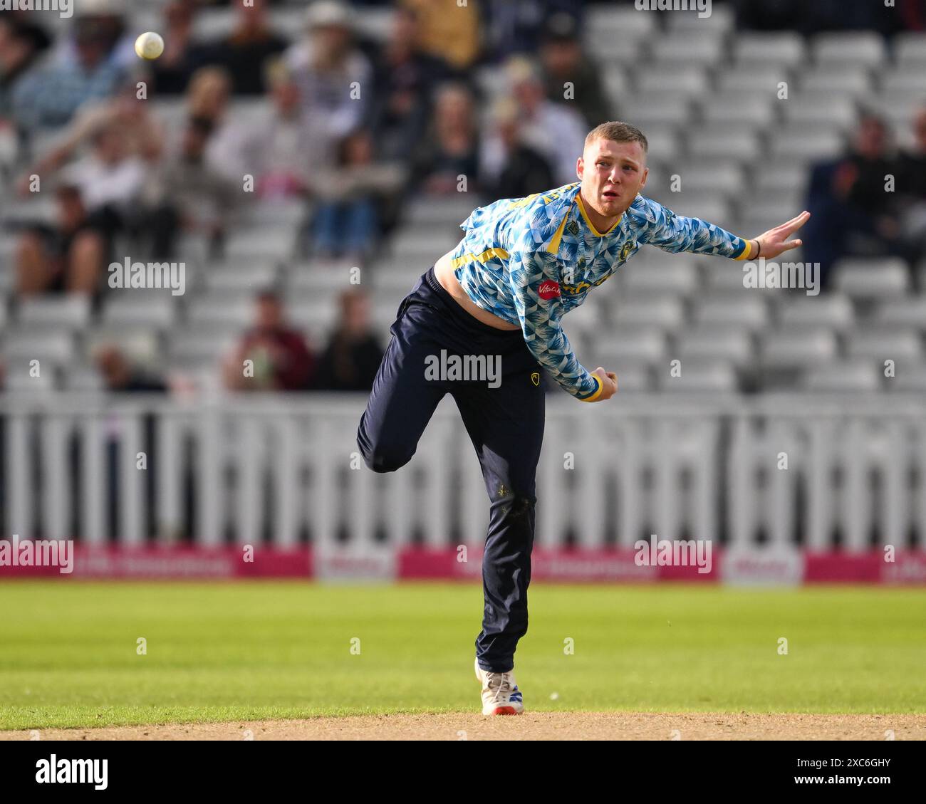 Dan Mousley of Birmingham Bears delivers the ball during the Vitality ...