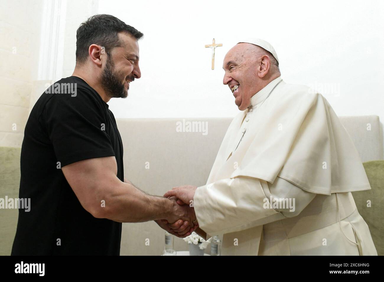 June 14, 2024, Savelletri di Fasano, Italy: POPE FRANCIS, 87, shakes ...
