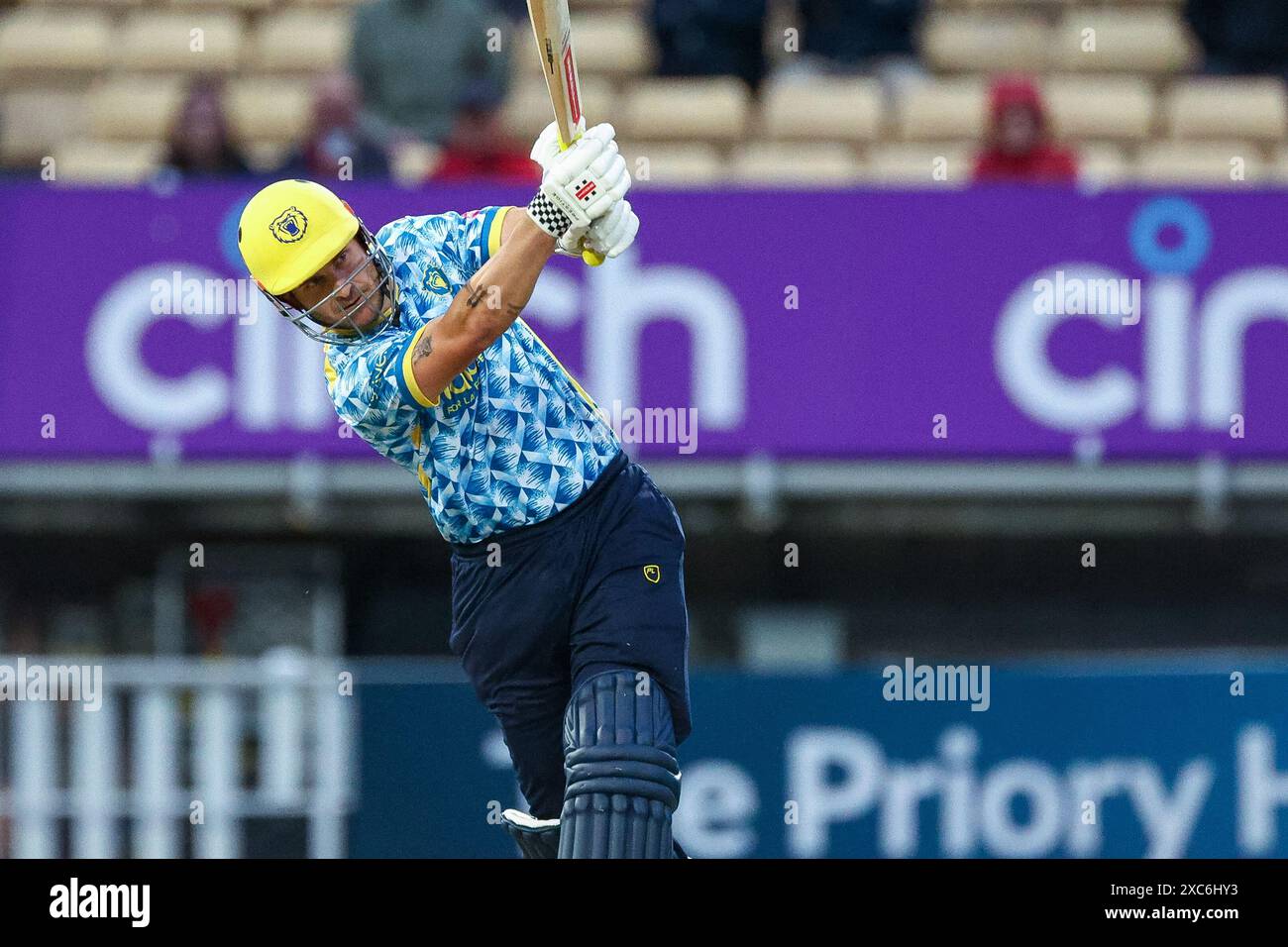 Sam Hain hits it over the boundary for 6 taken in Birmingham UK on 14 ...