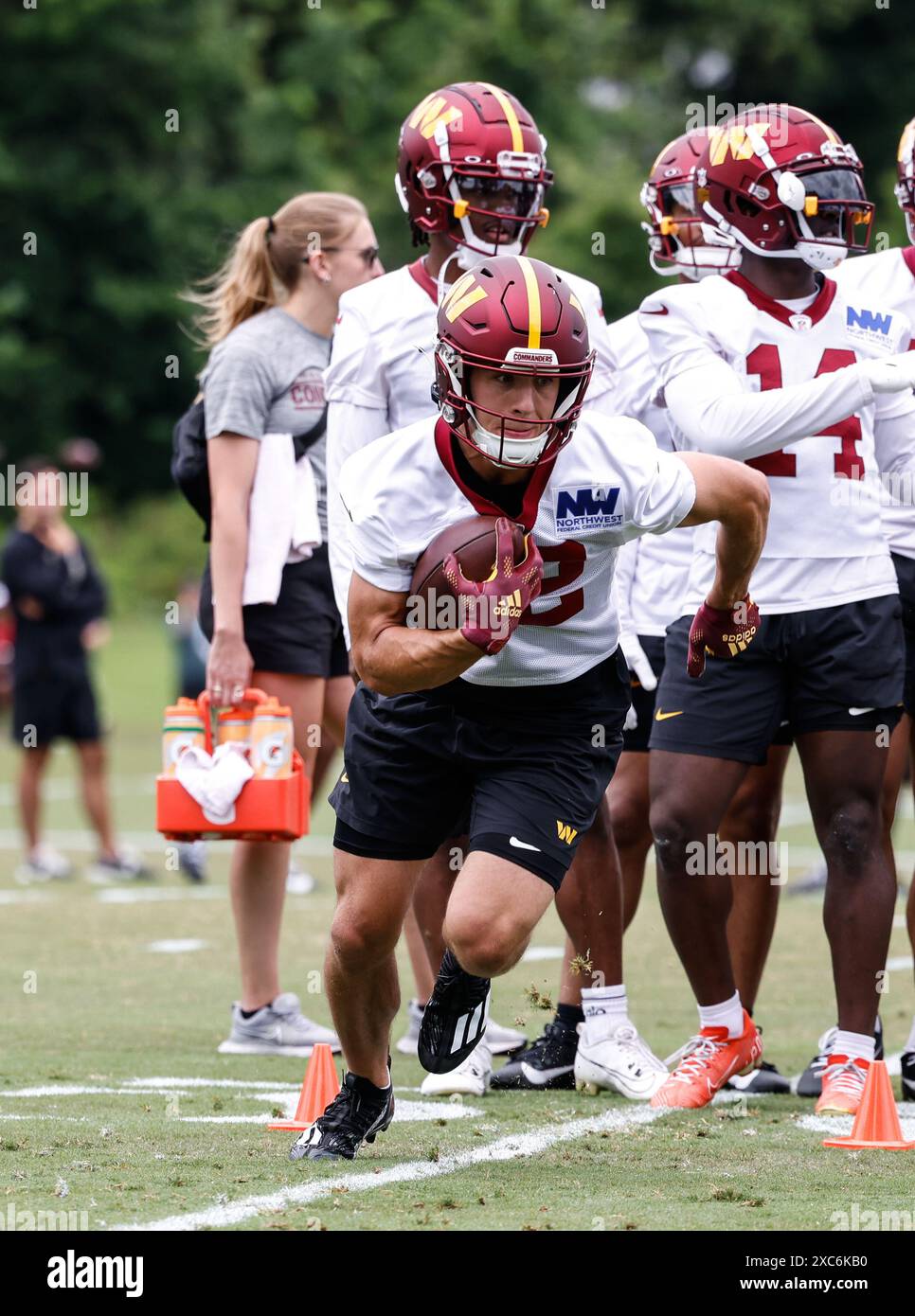 Washington Commanders wide receiver Luke McCaffrey (12) performing ...
