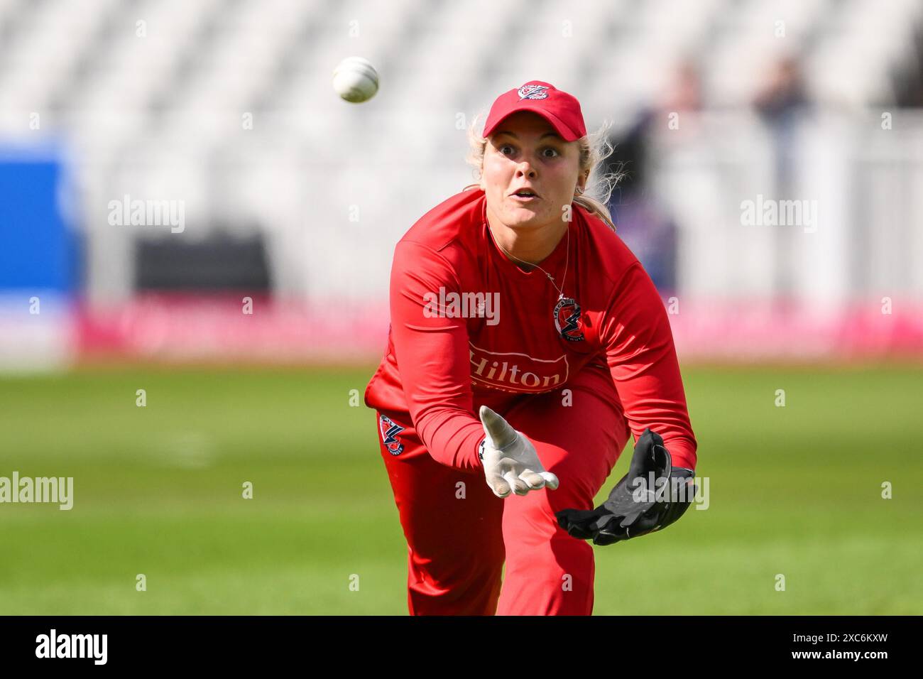Ellie Threlkeld of Lancashire Thunder in action during the Charlotte ...