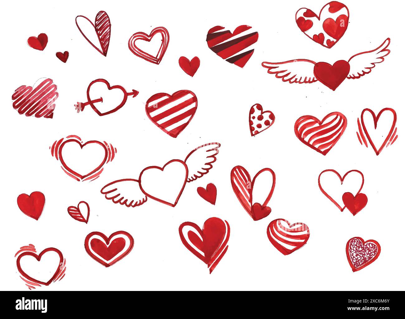 Hand drawn scribble hearts Stock Vector Images - Alamy