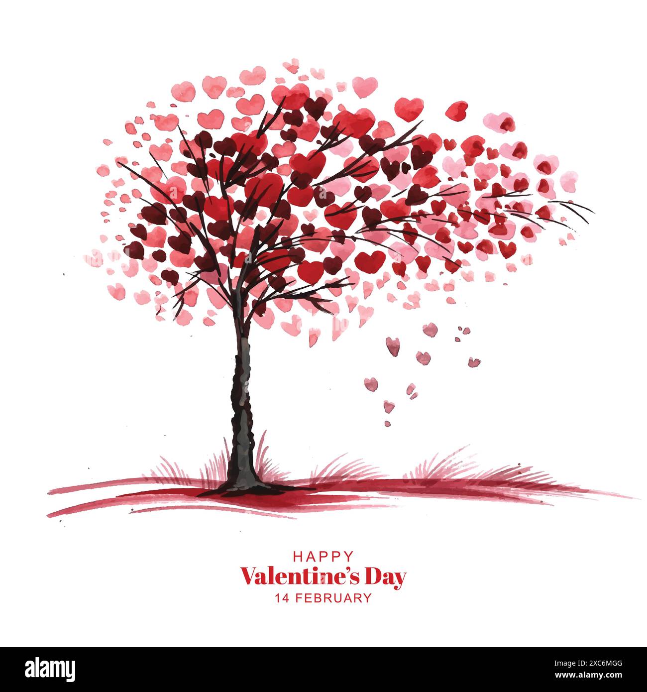Beautiful heart shape tree valentines day card design Stock Vector ...