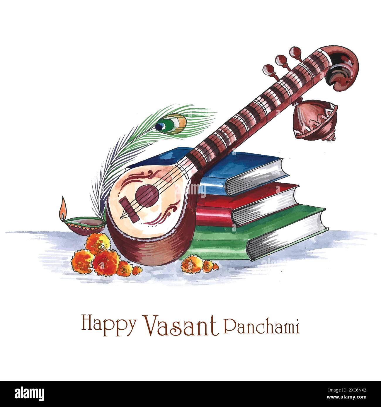 Beautiful happy vasant panchami indian festival card background Stock ...