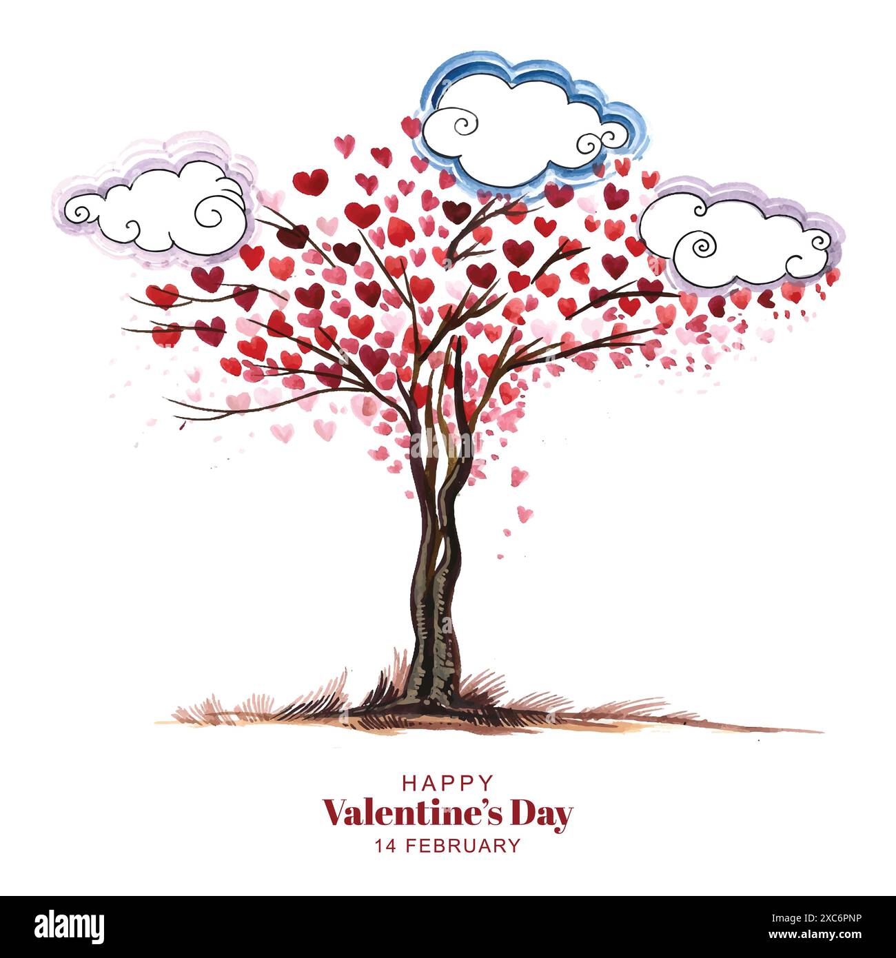 Beautiful heart shape tree valentines day card design Stock Vector ...