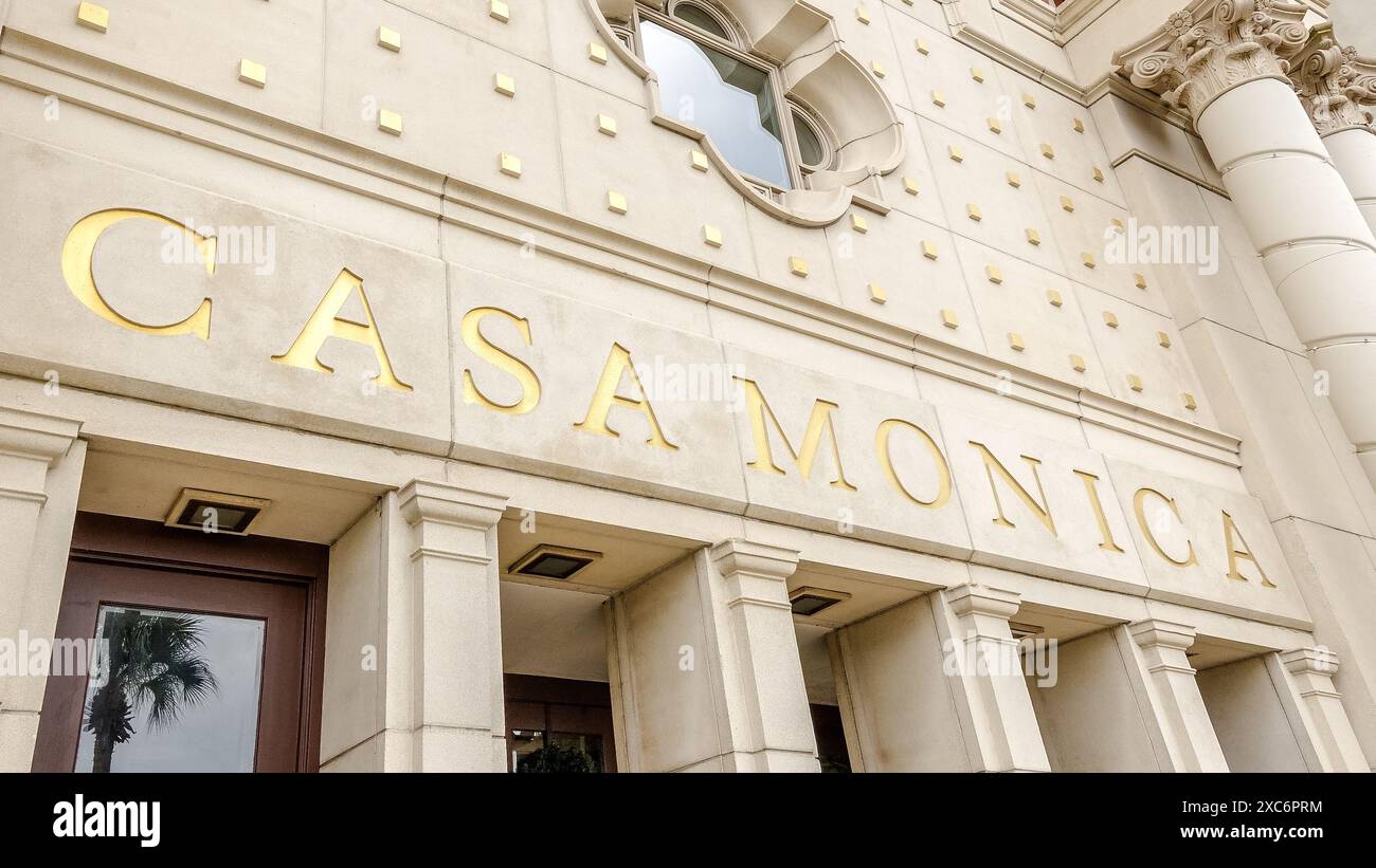 Elegant Exterior of a Modern Hotel with Casa Monica Signage in Gold Lettering - St. Augustine ...