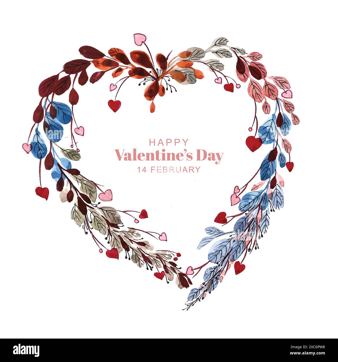 Beautiful decorative leaf heart shape valentines day card design Stock ...
