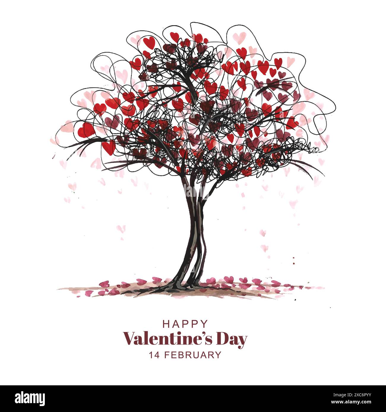 Beautiful heart shape tree valentines day card design Stock Vector ...