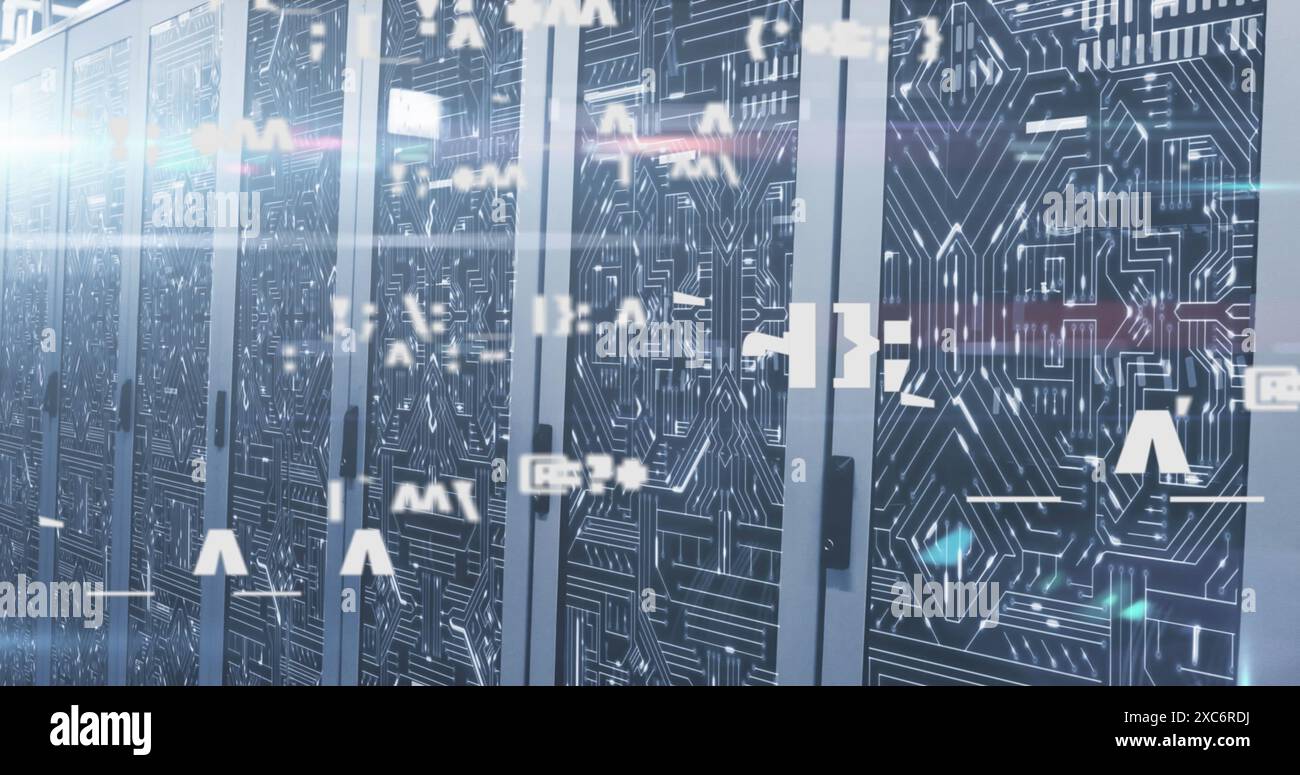 Image of changing symbols, light spot and microprocessor connections ...