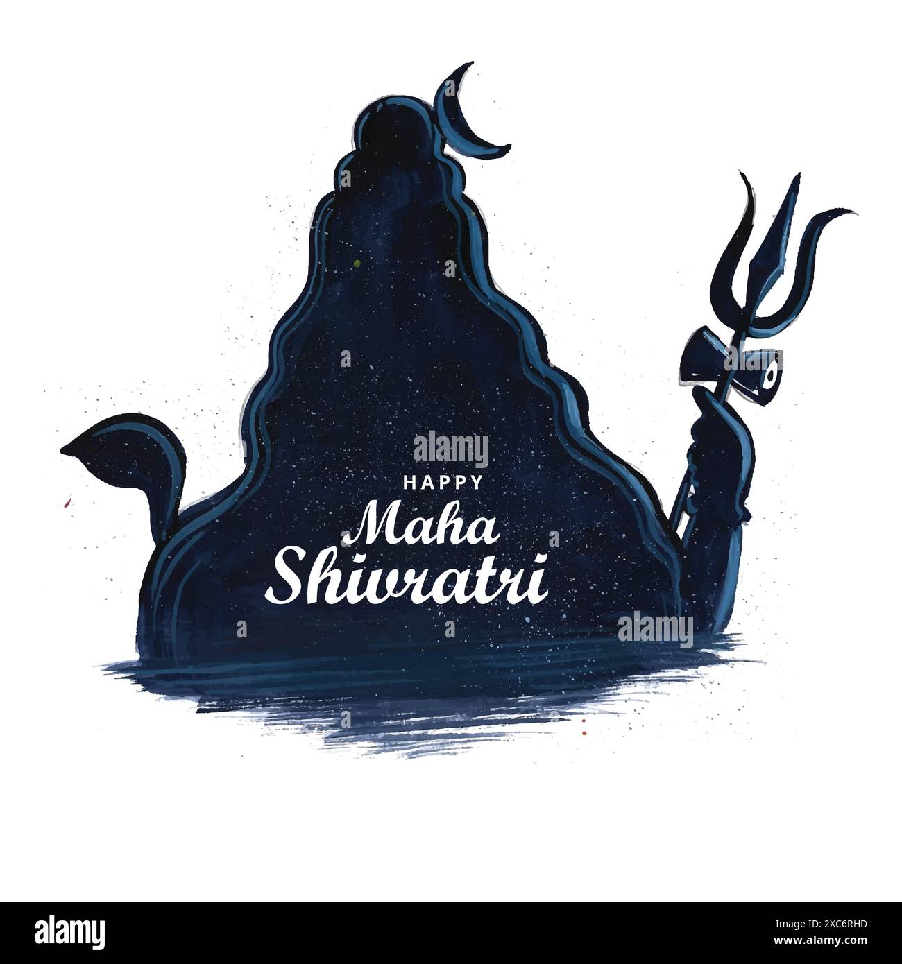Maha shivratri for lord shiva silhouette card background Stock Vector ...