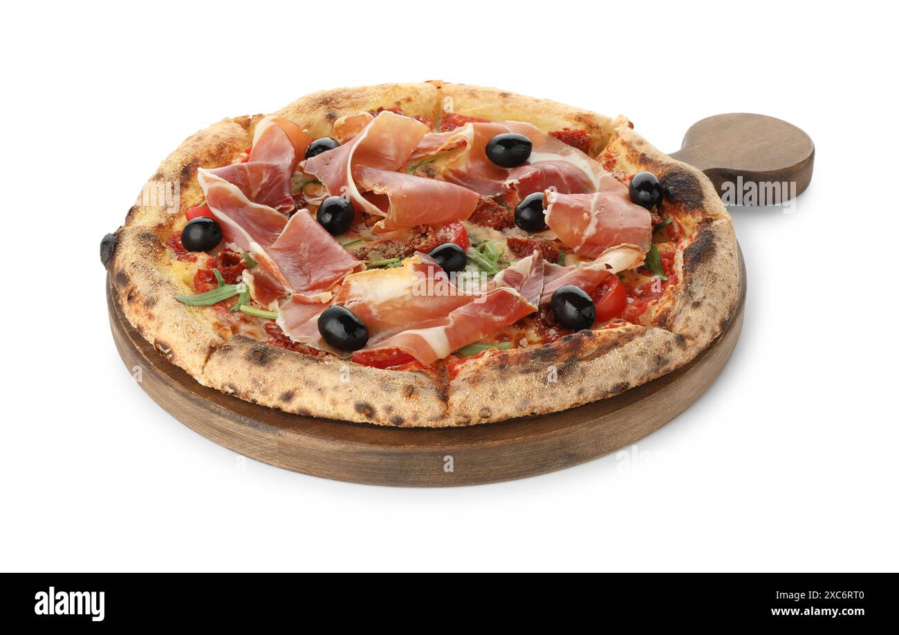 Ham olives on wooden Cut Out Stock Images & Pictures - Alamy