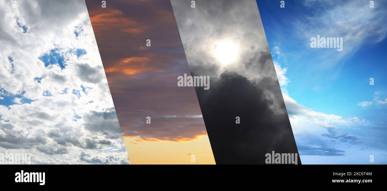 Different weather conditions due to season changing, banner design ...