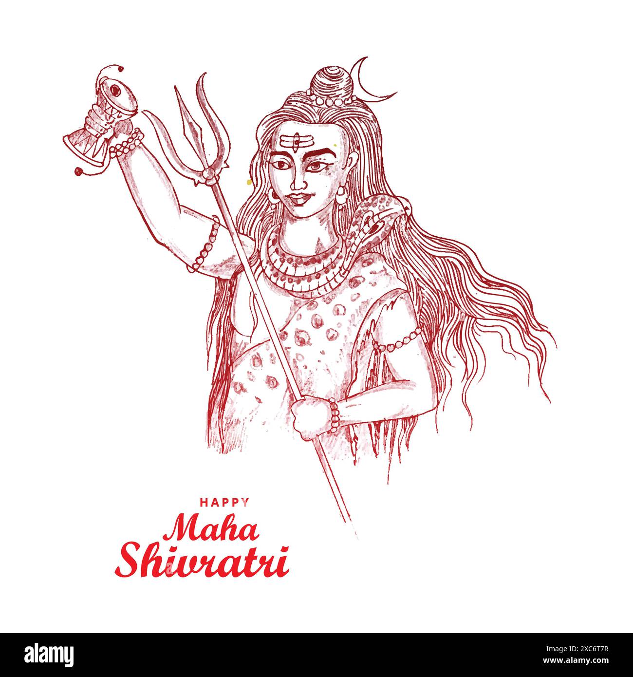Hand draw hindu lord shiva sketch for indian god maha shivratri card ...