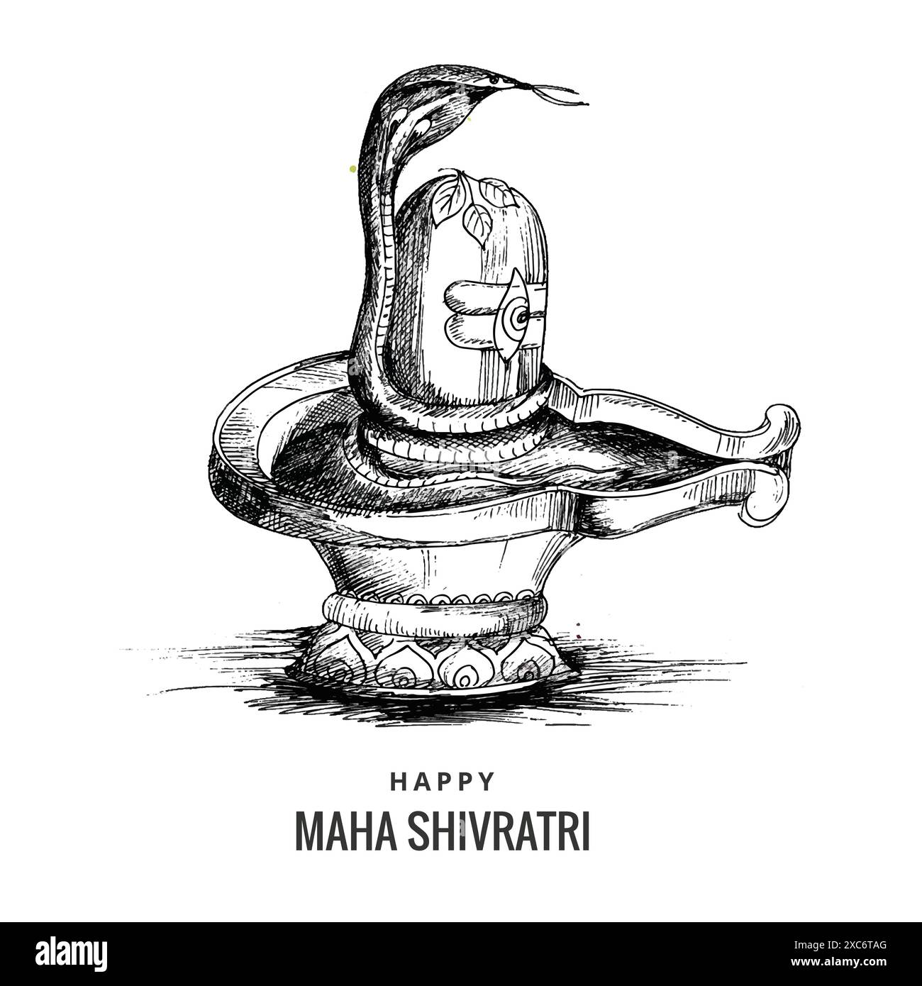 Hand draw shiv ling sketch maha shivratri festival card background ...