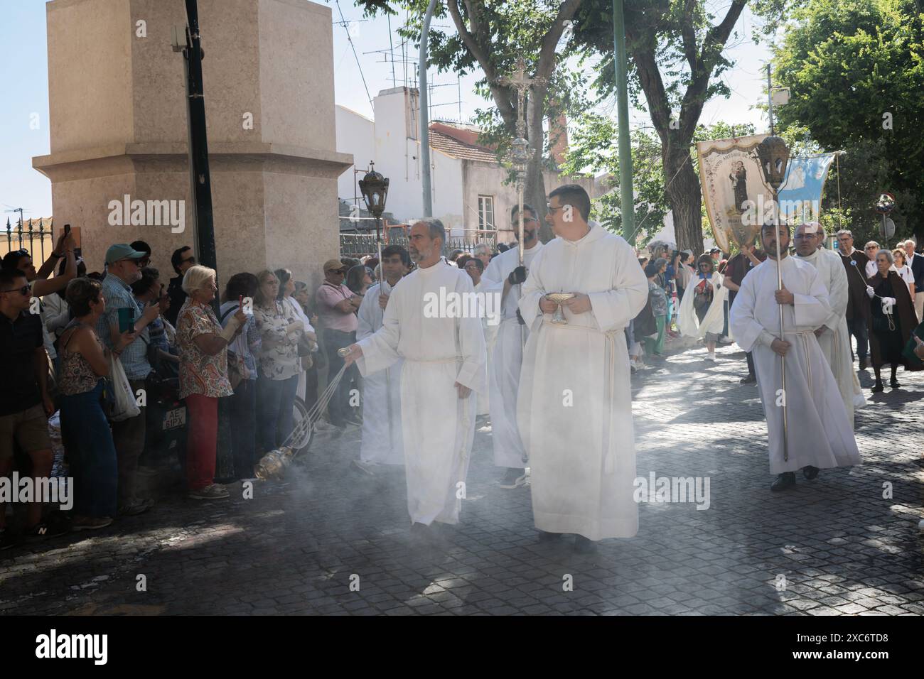 Lisbon, Portugal. June 13, 2024. Priests in the traditional procession ...