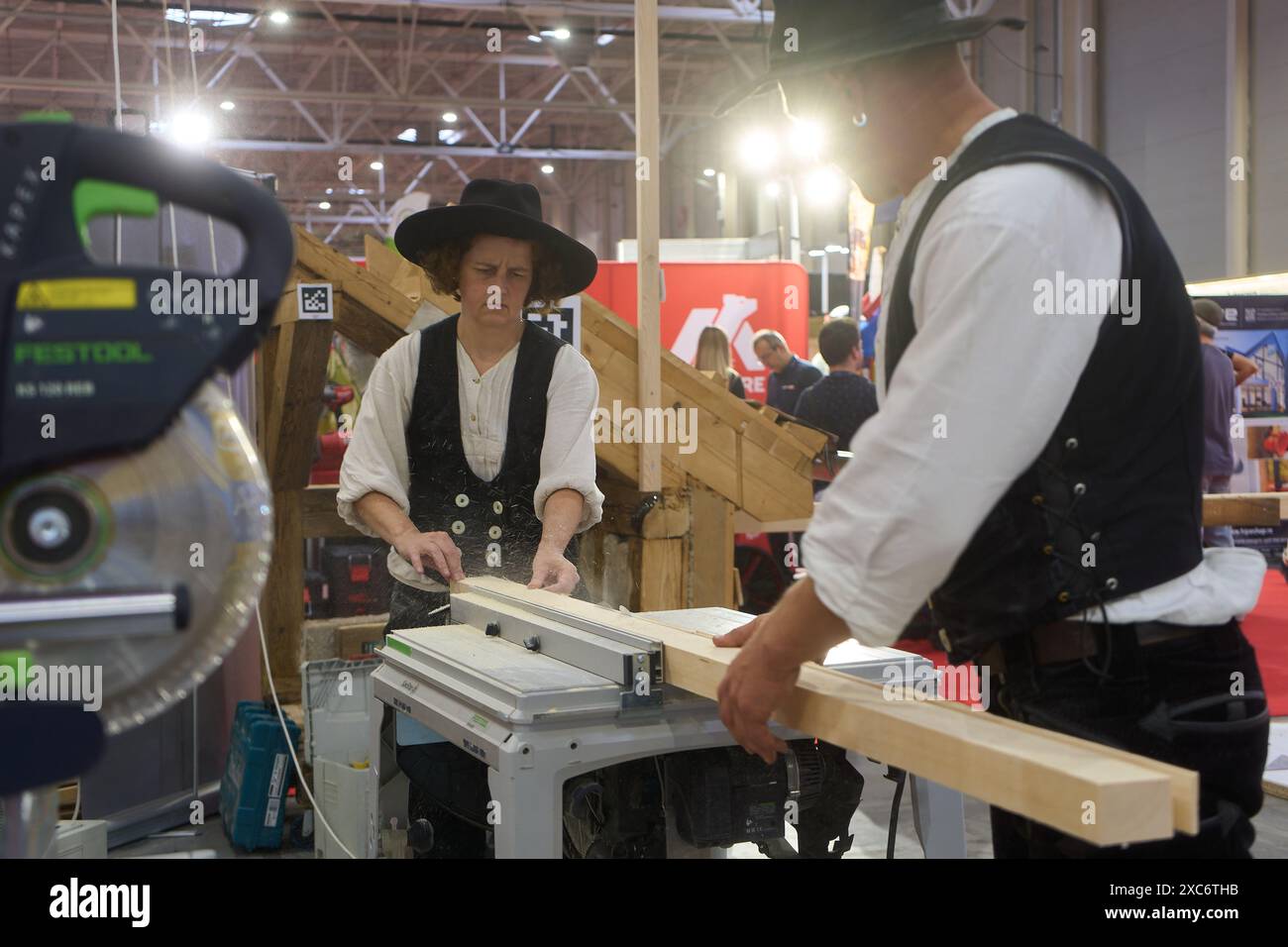 Bucharest, Romania. 14th June, 2024: German carpenters in traditional ...