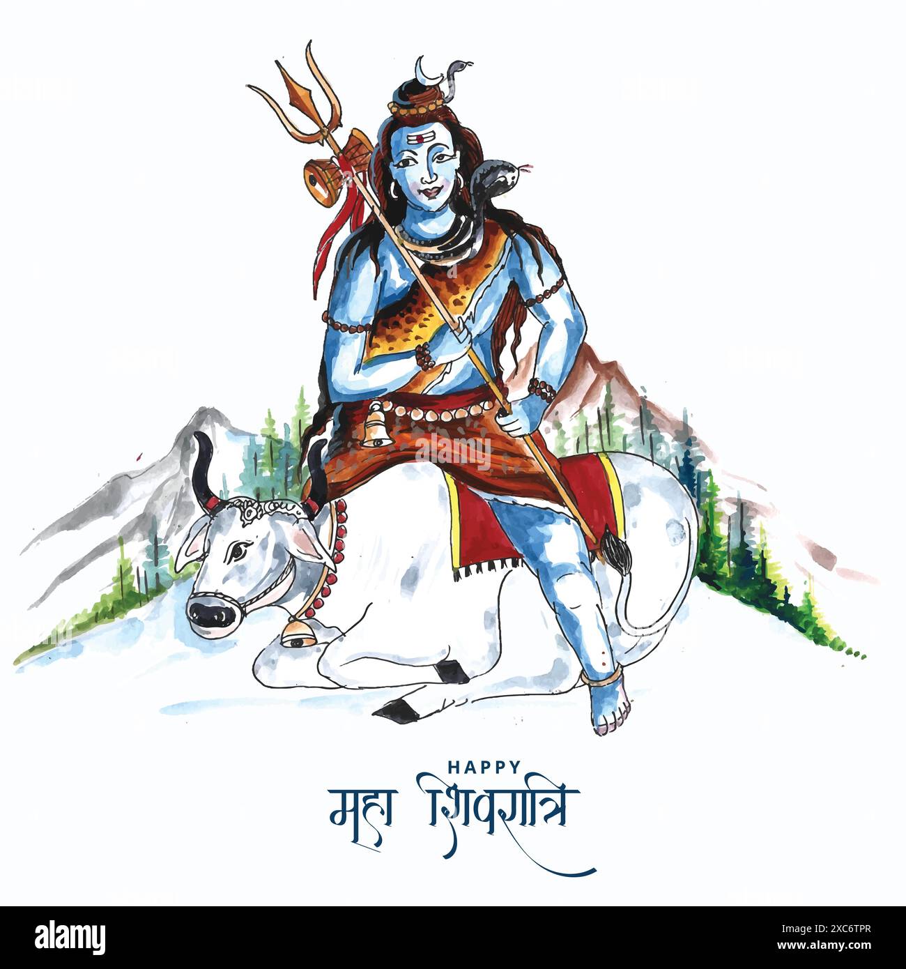 Lord shiva indian god of hindu for maha shivratri card background Stock ...