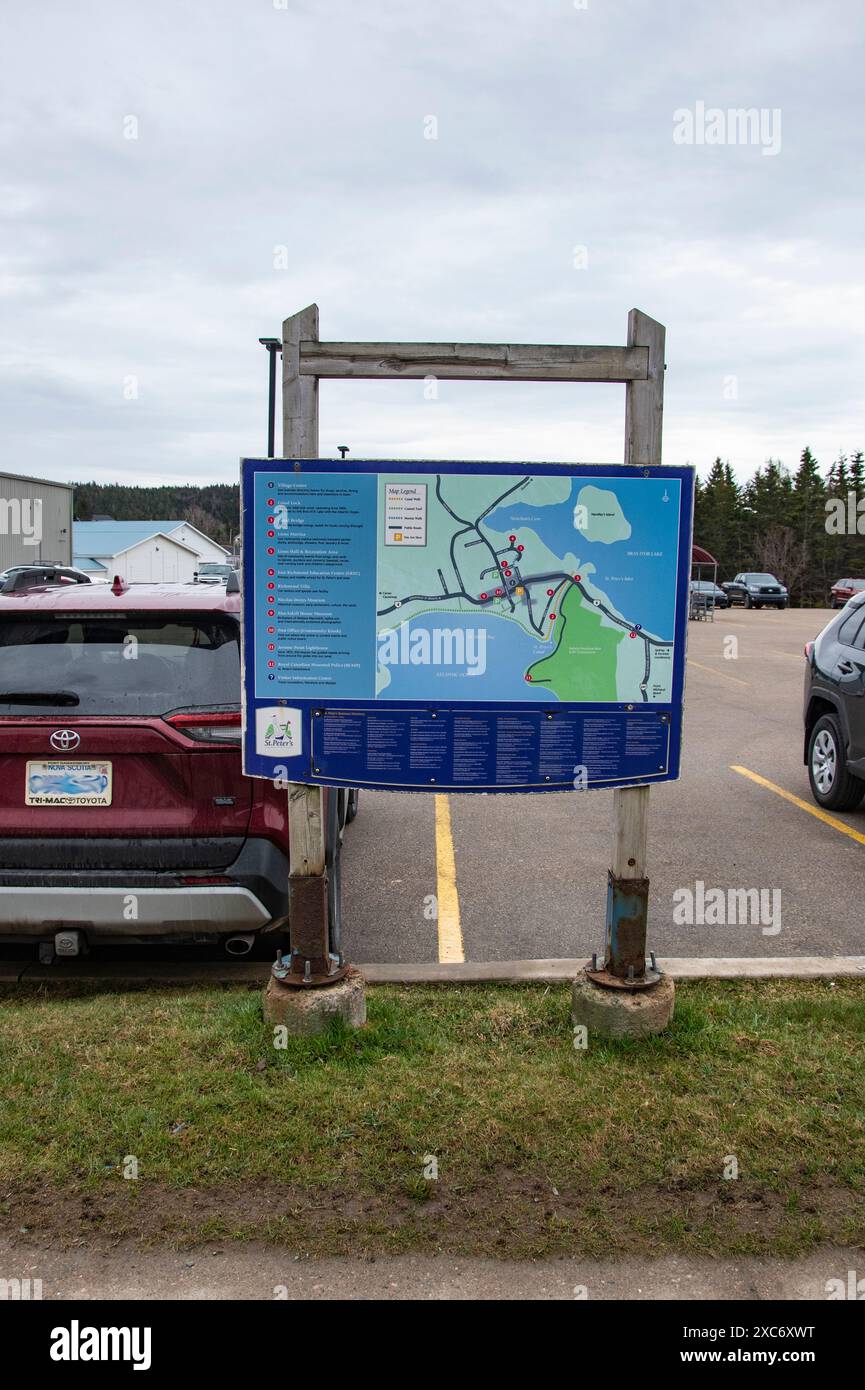 Information sign in downtown St. Peter’s, Nova Scotia, Canada Stock ...