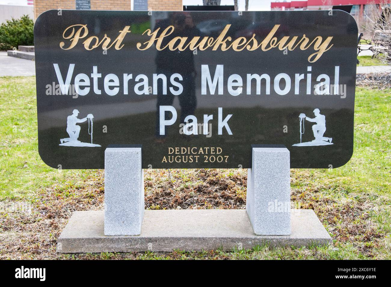 Veterans Memorial Park sign in Port Hawkesbury, Nova Scotia, Canada ...