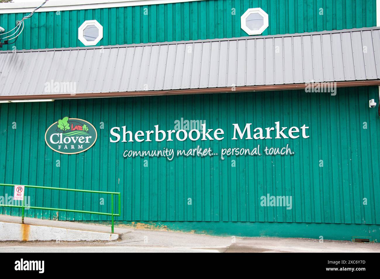 Sherbrooke Market grocery store sign on Main Street in Sherbrooke, Nova ...
