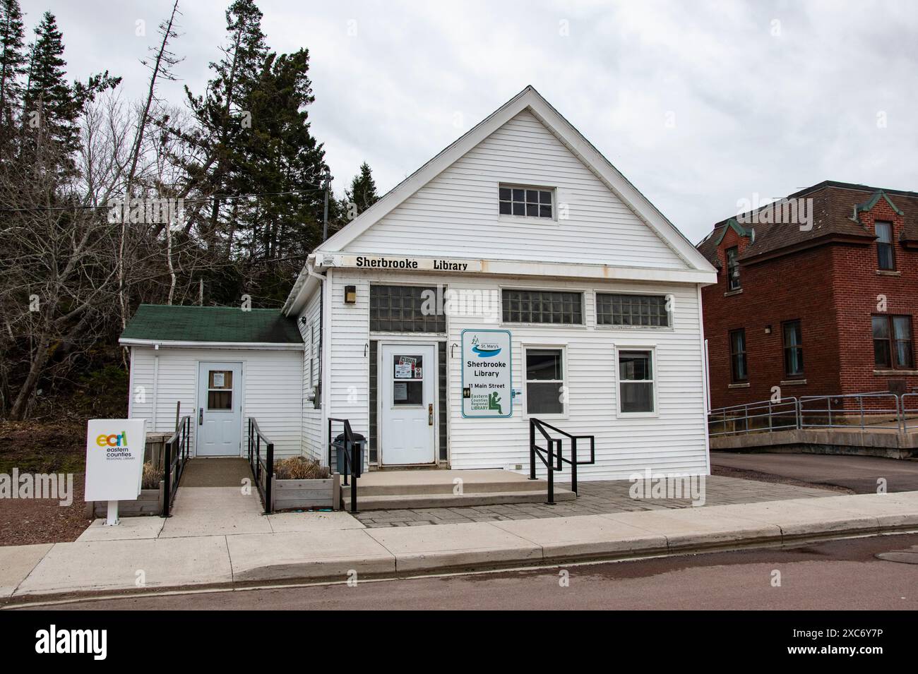 Public library on Main Street in Sherbrooke, Nova Scotia, Canada Stock ...