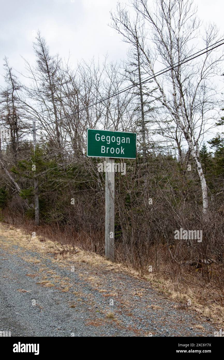 Gegogan Brook sign on highway 7 in Sherbrooke, Nova Scotia, Canada ...